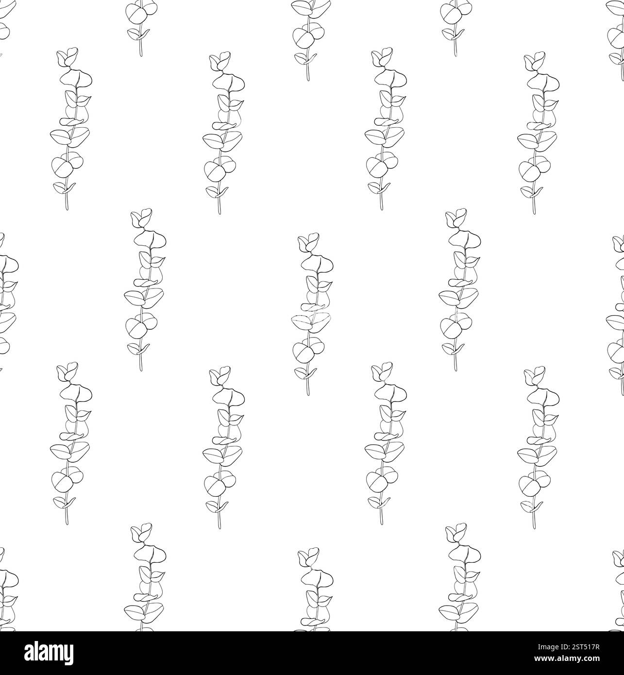 Seamless pattern of eucalyptus. Hand drawn branches illustration in ...
