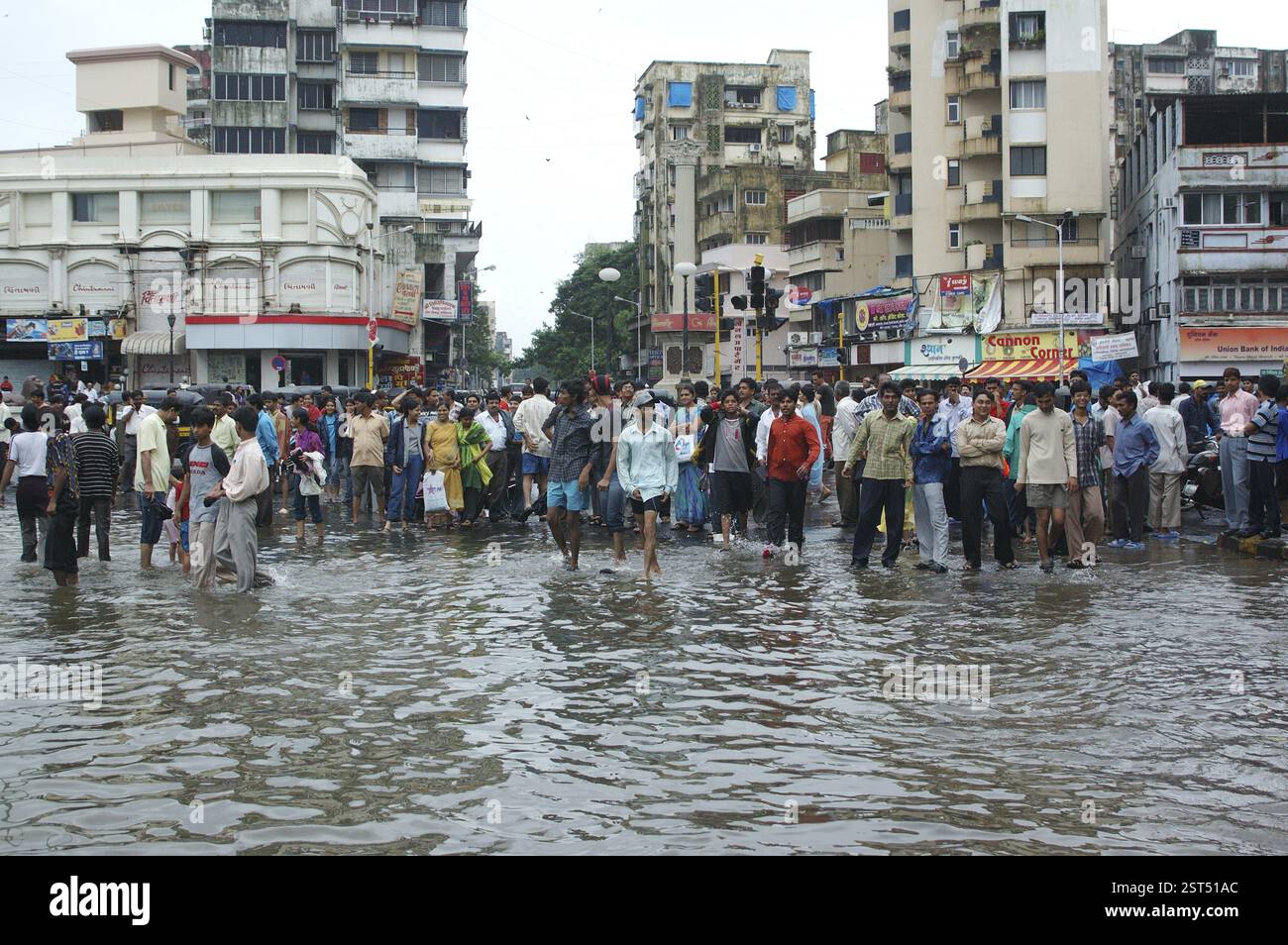 Flood due to heavy rain, Showing people watching accumulated rain water ...