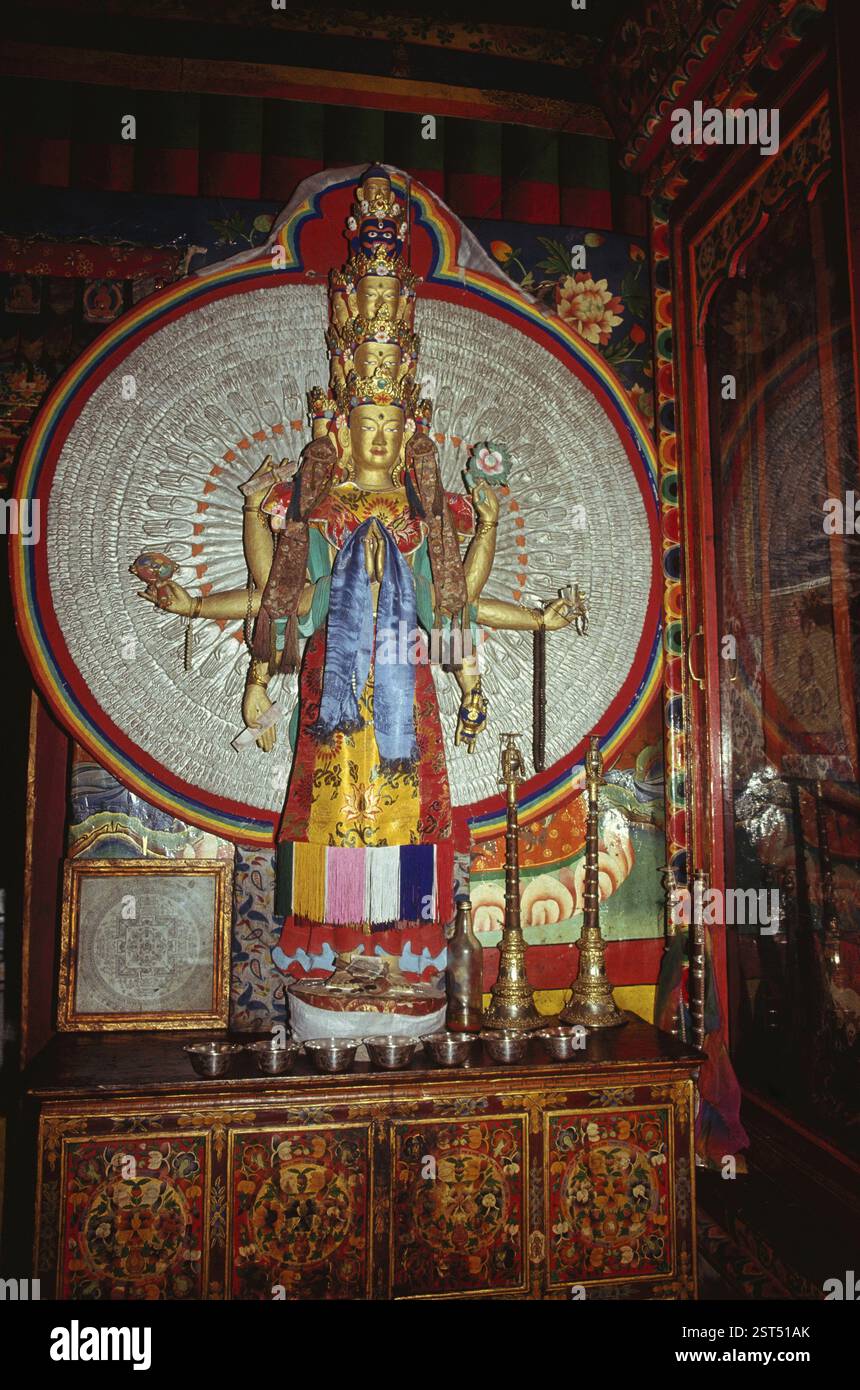 Eleven headed statue at Spituk gompa 900 year old, the head gompa in ...