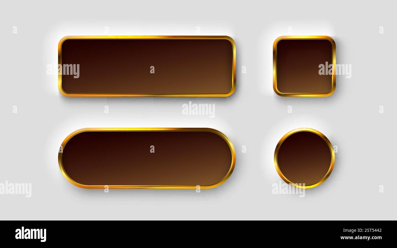 Frame button, golden color set, minimal label message. Vector Stock ...