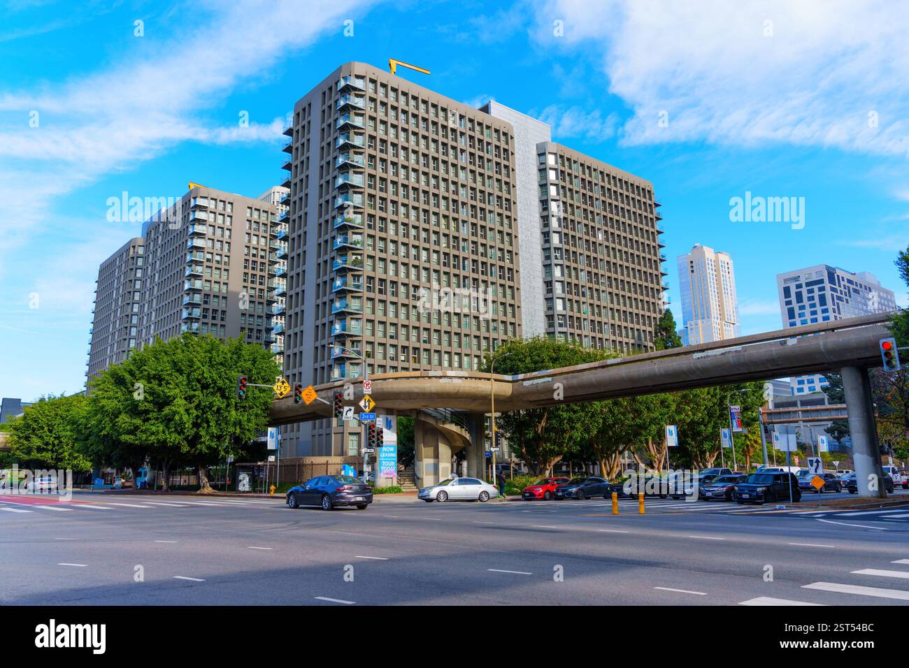 Los Angeles, California - January 7, 2025: View of the Skye at Bunker ...