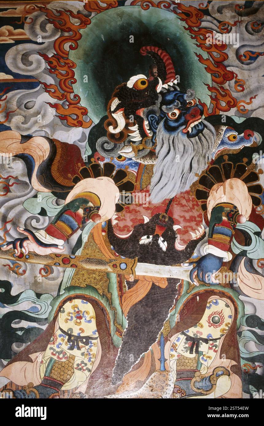 Buddhist monastery, murals painting, rumtek monastery, Sikkim, india ...