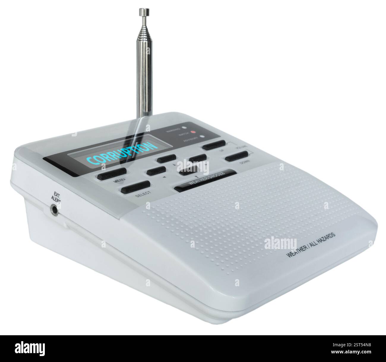Digital weather radio showing a corruption watch that's been issued on ...