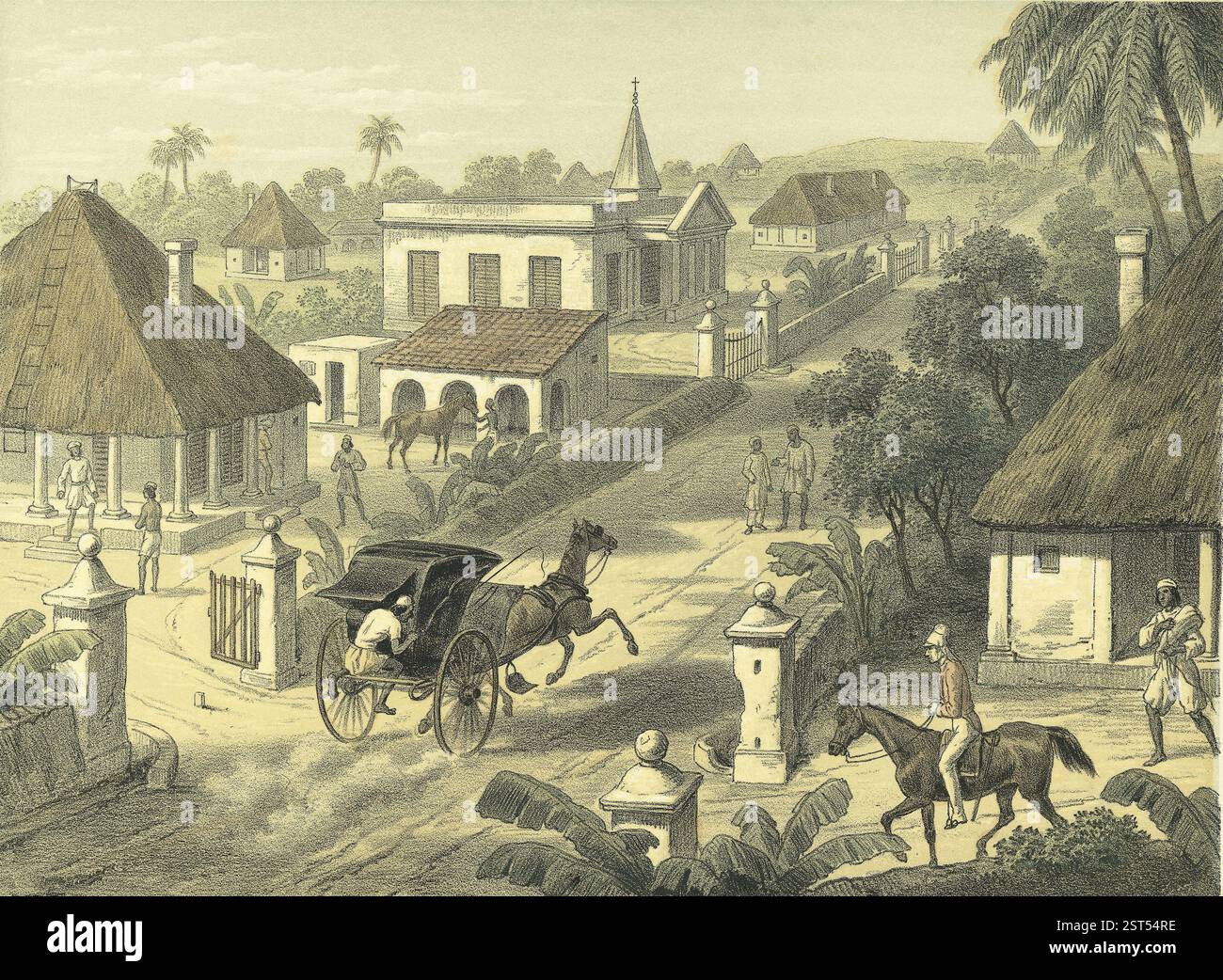 Illustration Lithograph Woodcut of Life in India During British Rule ...