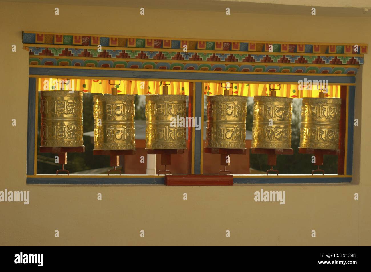Buddhist prayer wheels at war memorials at Tawang, Arunachal Pradesh ...