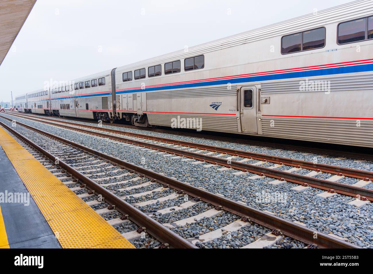 Los Angeles, California - December 30, 2024: Amtrak trains lined up at ...