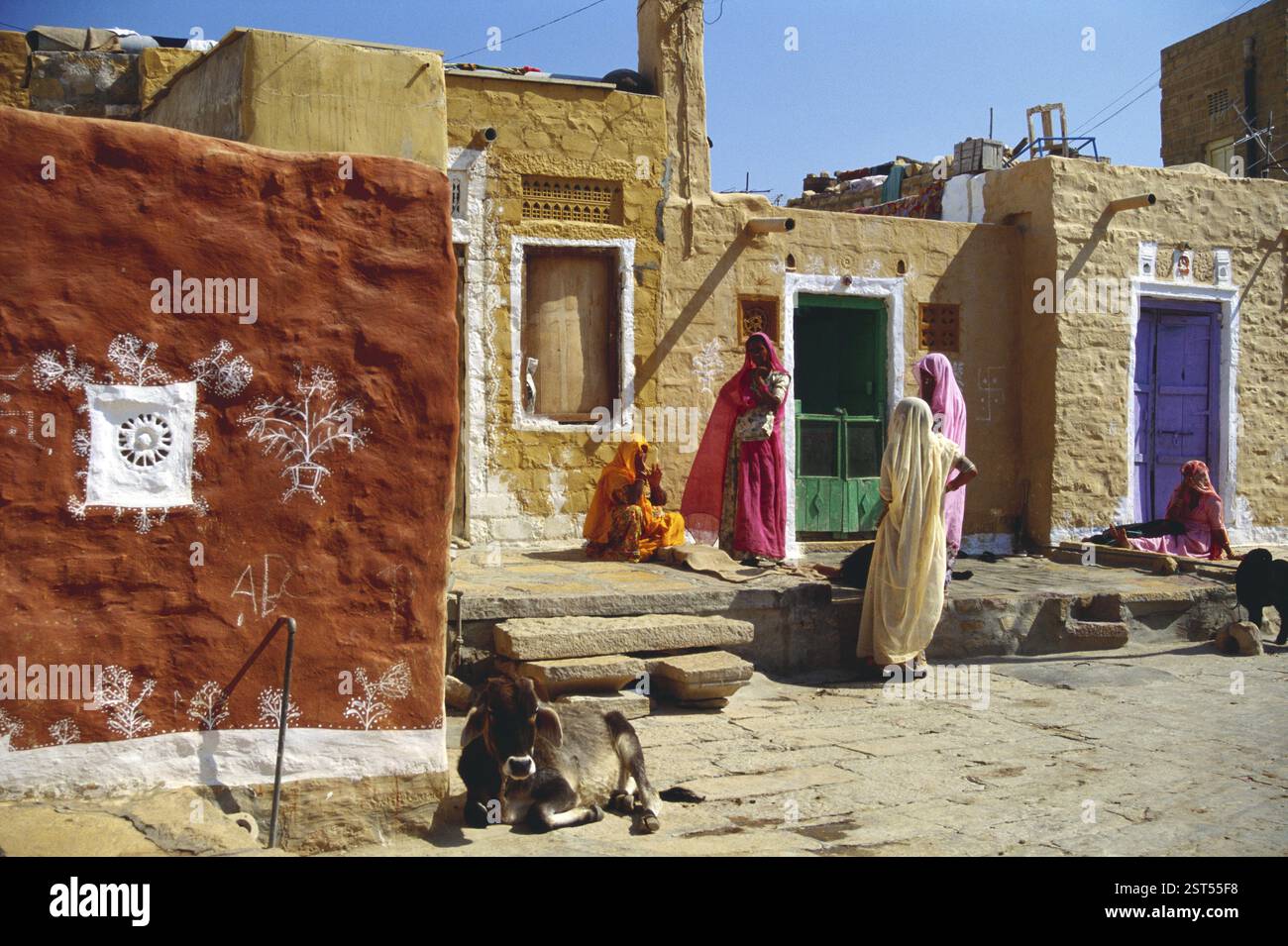 Painted house in Jaisalmer fort, Rajasthan, India, Asia Stock Photo - Alamy