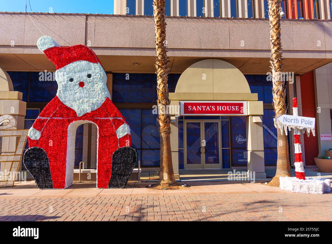 Riverside, California - December 31, 2024: Large Santa decoration ...