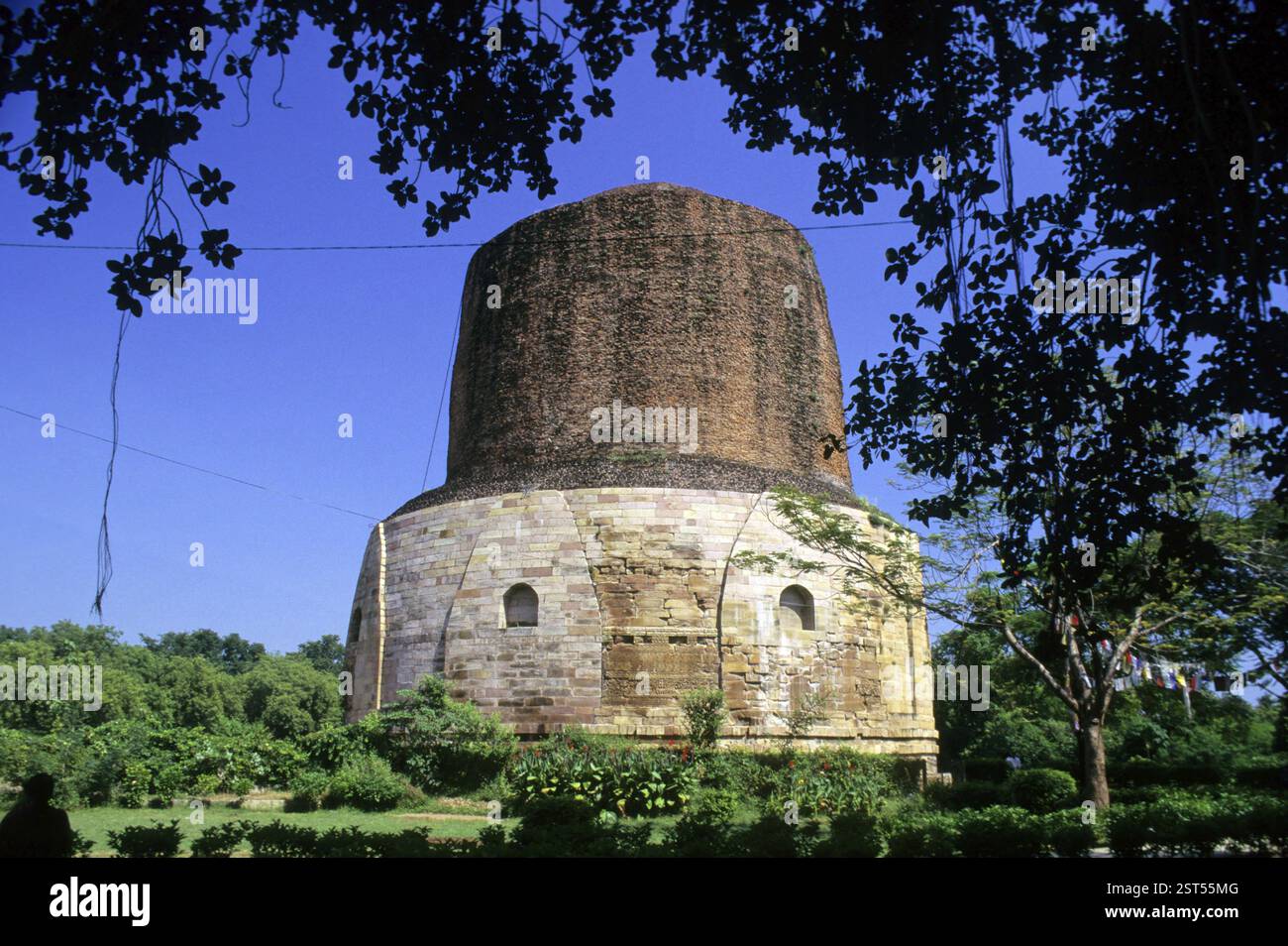 The dhamekh stupa at sarnath where the buddha preached his first sermon ...