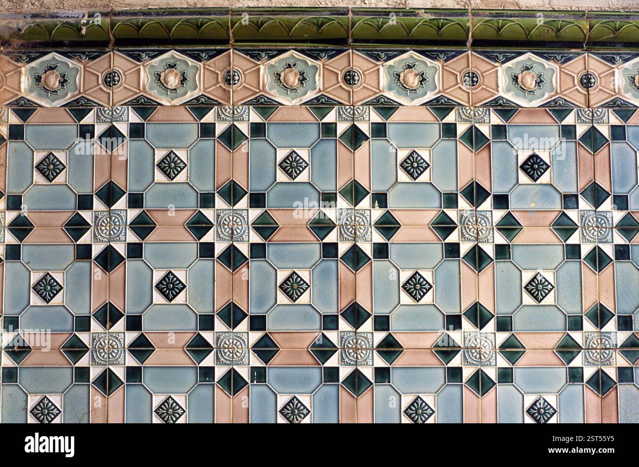 Wall tiles on St Alex church, Calangute, Goa, India, Asia Stock Photo ...