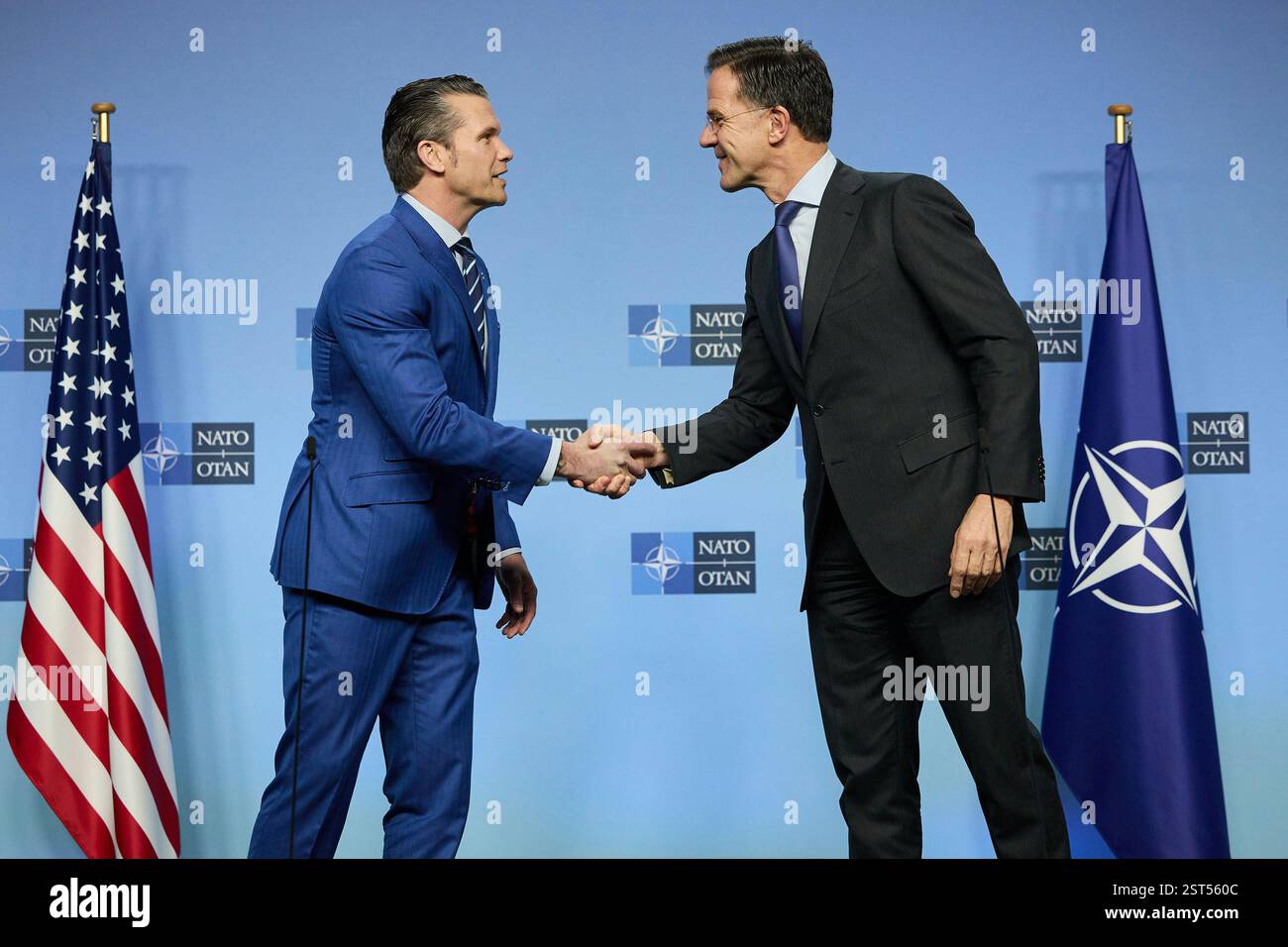 MUNICH, GERMANY - 13 February 2025 - NATO Secretary General Mark Rutte meets with Pete Hegseth ...
