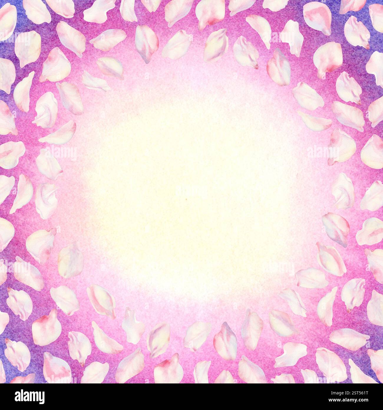 Frame with sakura flowers on gradient color background. Spring blooming ...