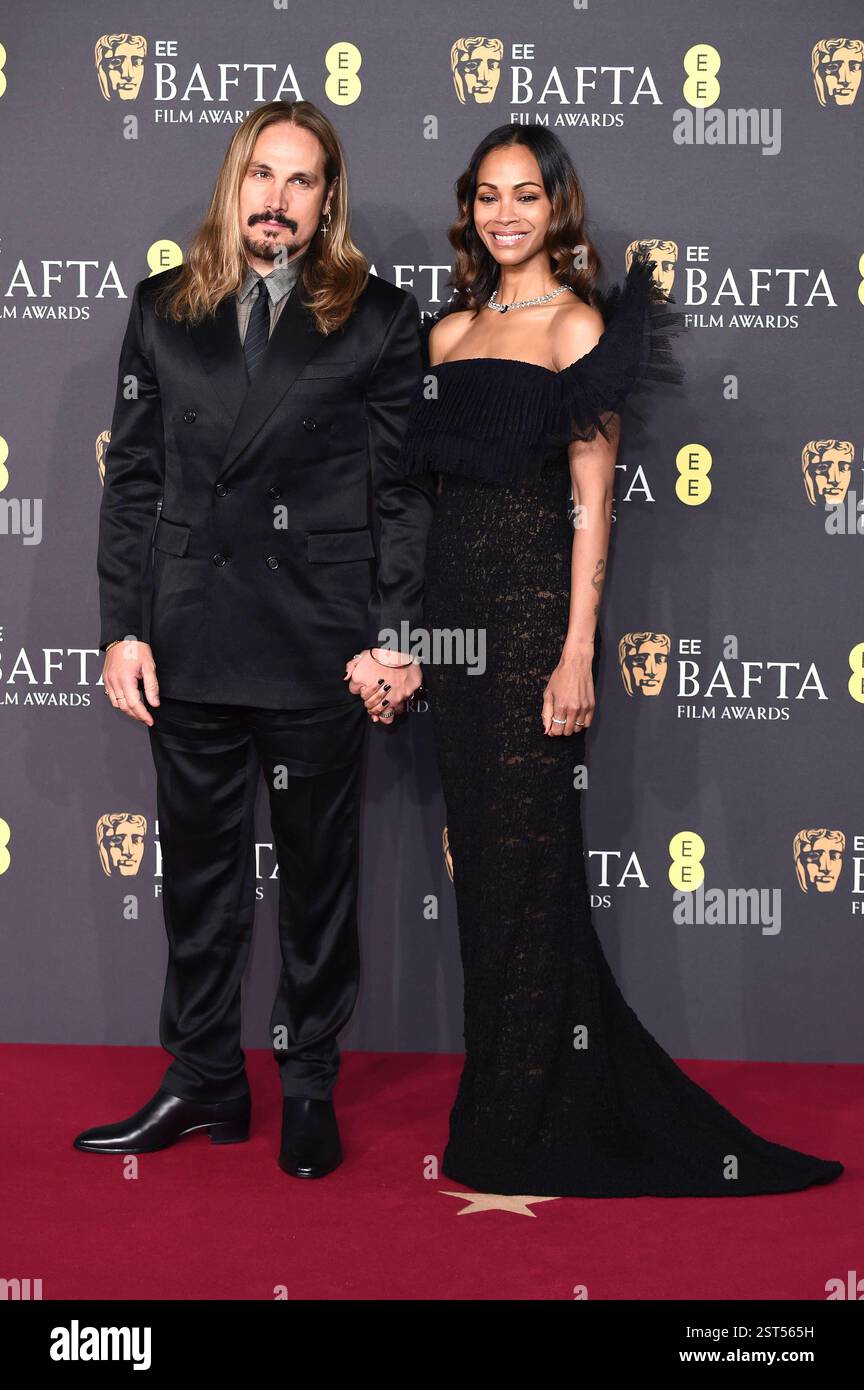Marco Perego mit Ehefrau Zoe Saldana bei der Verleihung der BAFTA Film ...