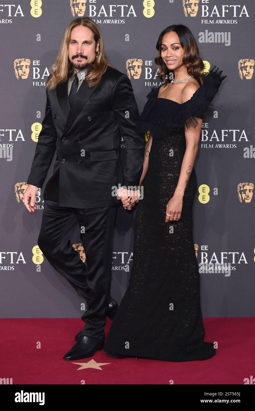 Marco Perego mit Ehefrau Zoe Saldana bei der Verleihung der BAFTA Film ...