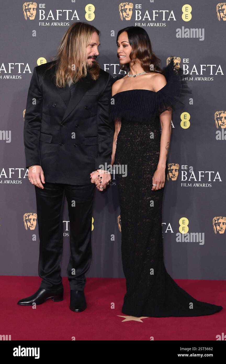 Marco Perego mit Ehefrau Zoe Saldana bei der Verleihung der BAFTA Film ...