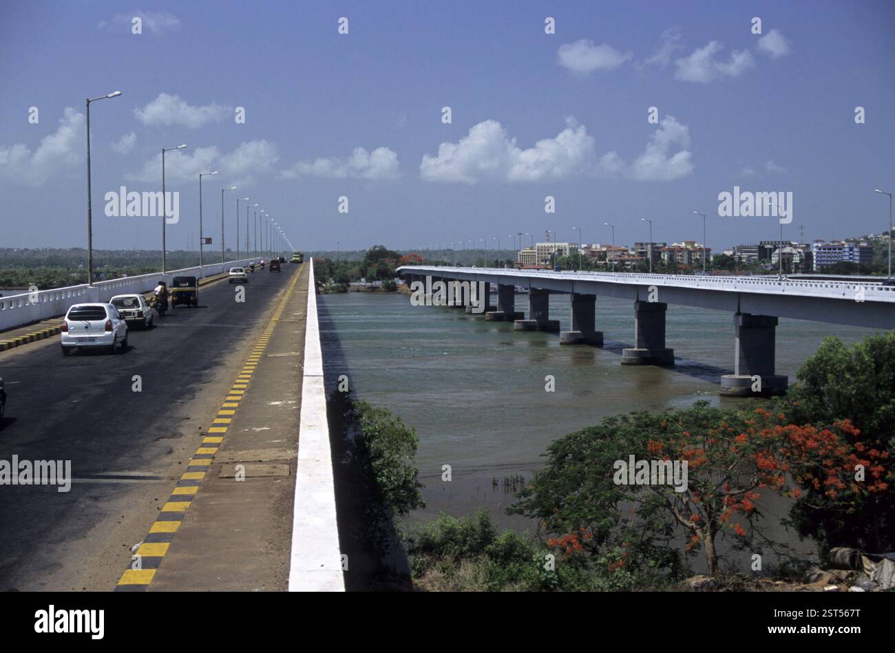 Goa bridge to panjim, india Stock Photo - Alamy