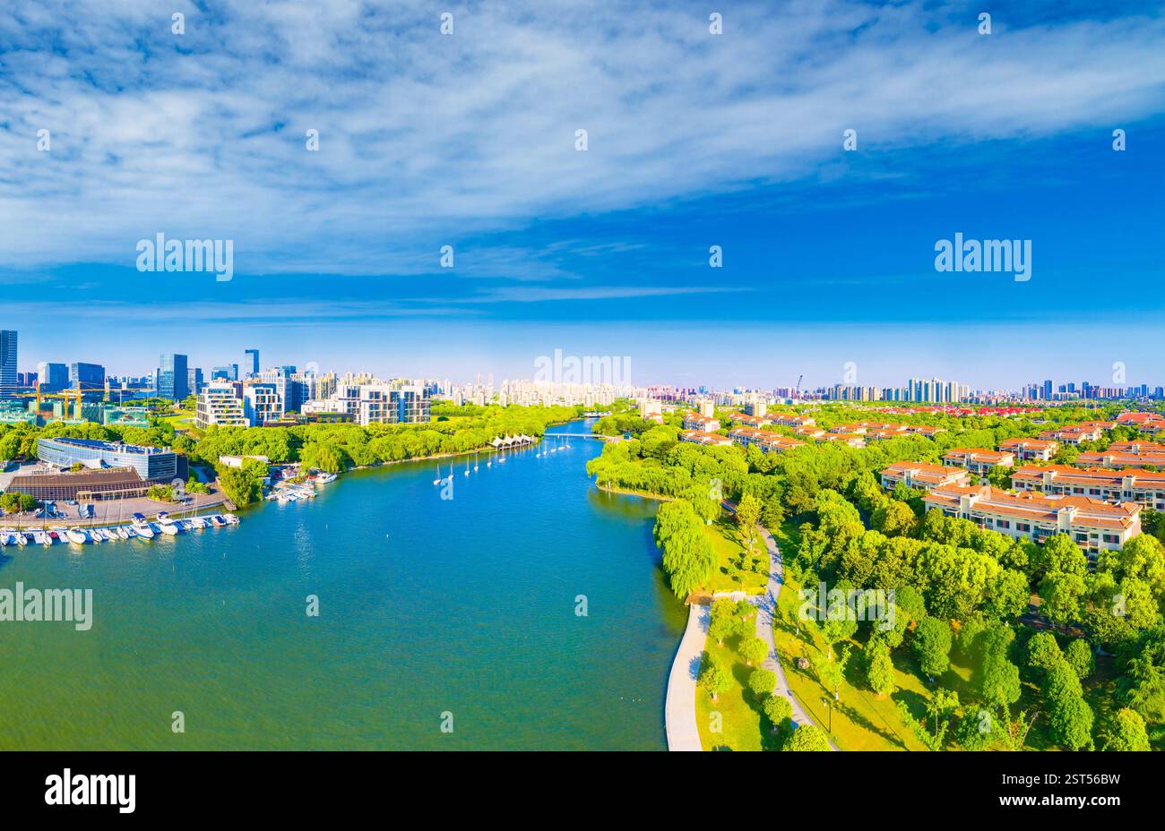 Villas on the Jinji Lake River in Suzhou, Jiangsu Province, China Stock ...