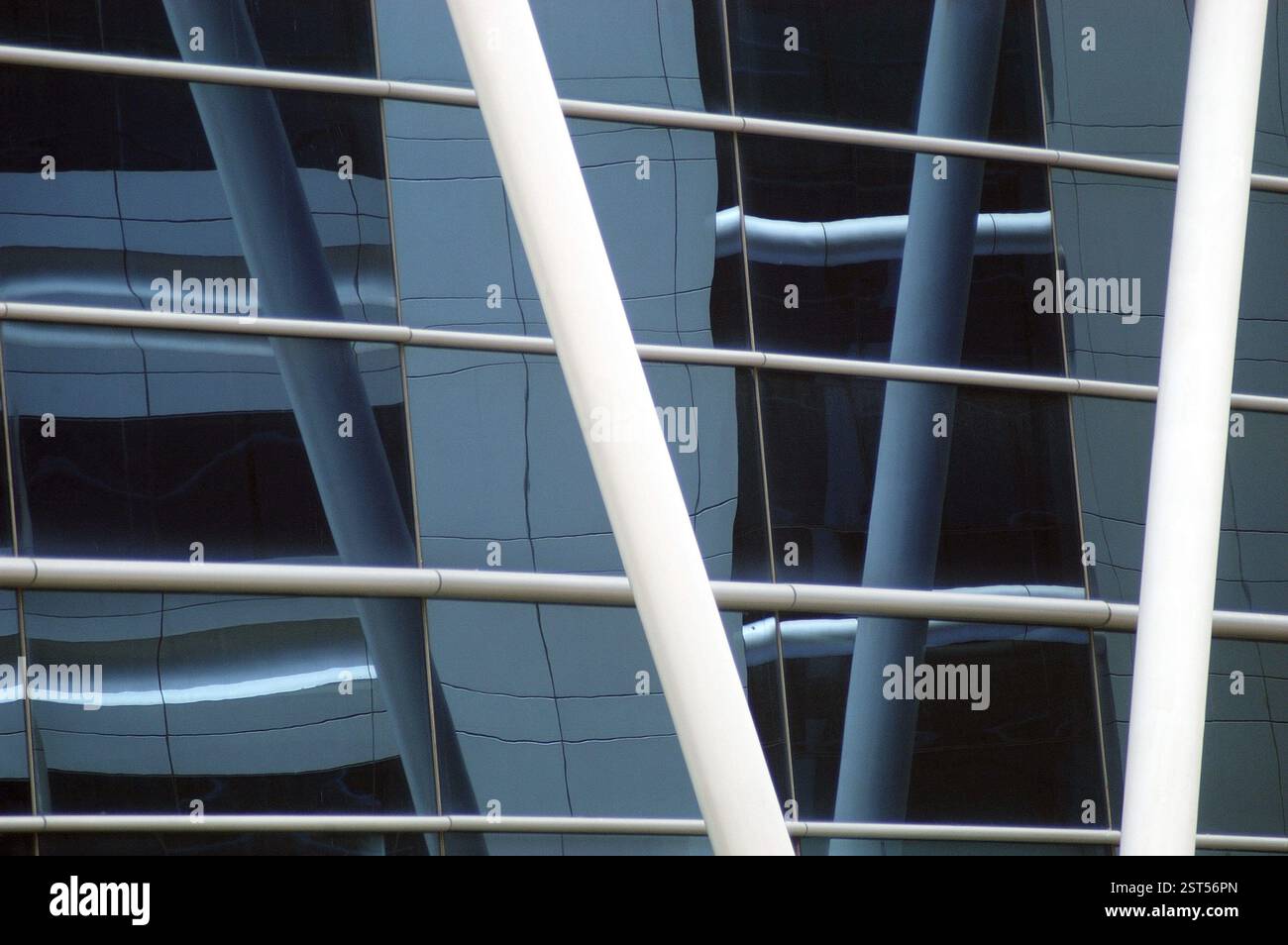 Horizontal and diagonal steel girders used in the exteriors of RMZ Corp ...