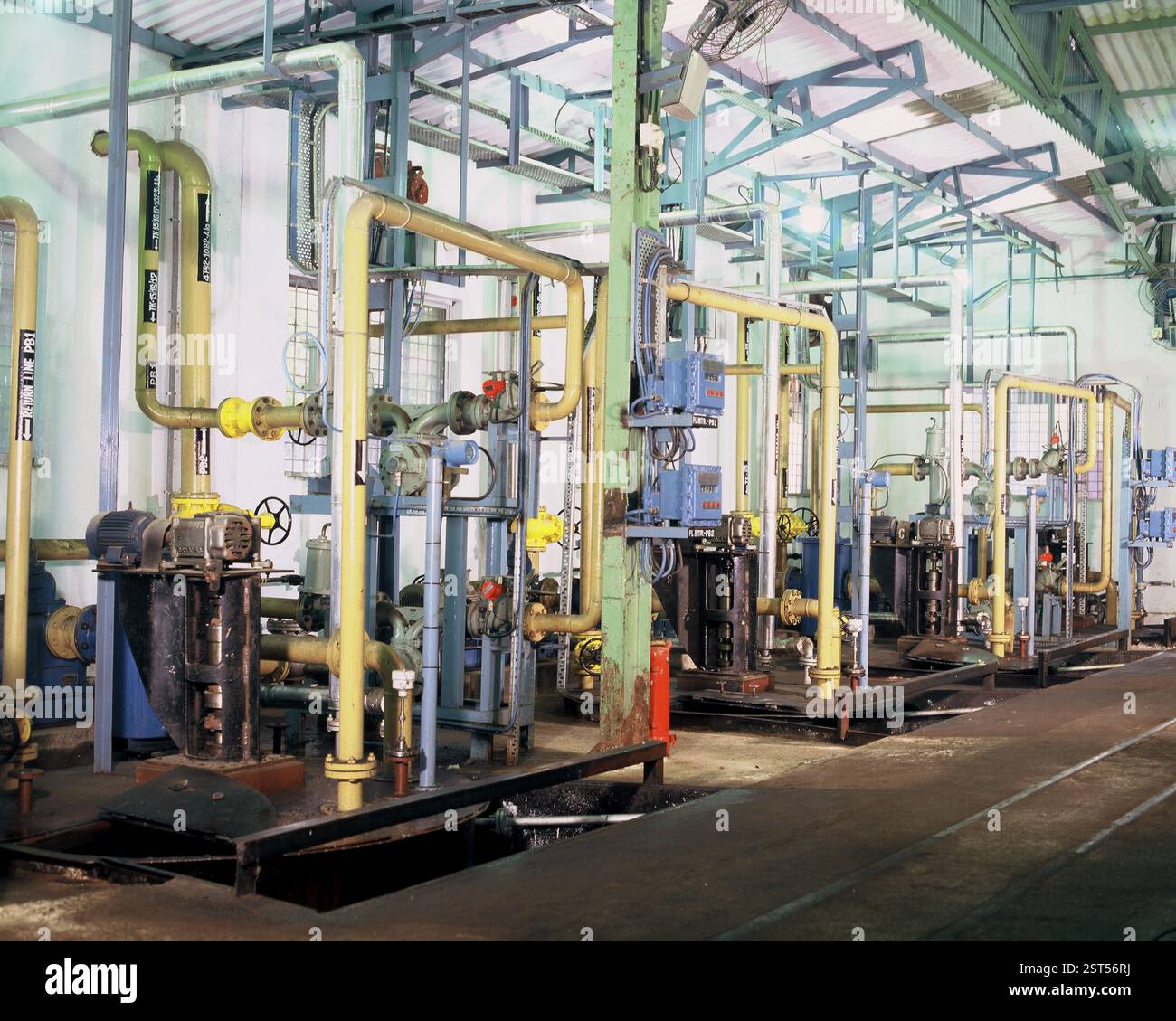 Indian Industry petrochemical factory showing pipe lines with meter ...