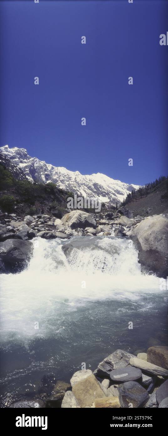 Mountainscape With Flowing Water and Snow Panoramic Landscape Of Dhundi ...