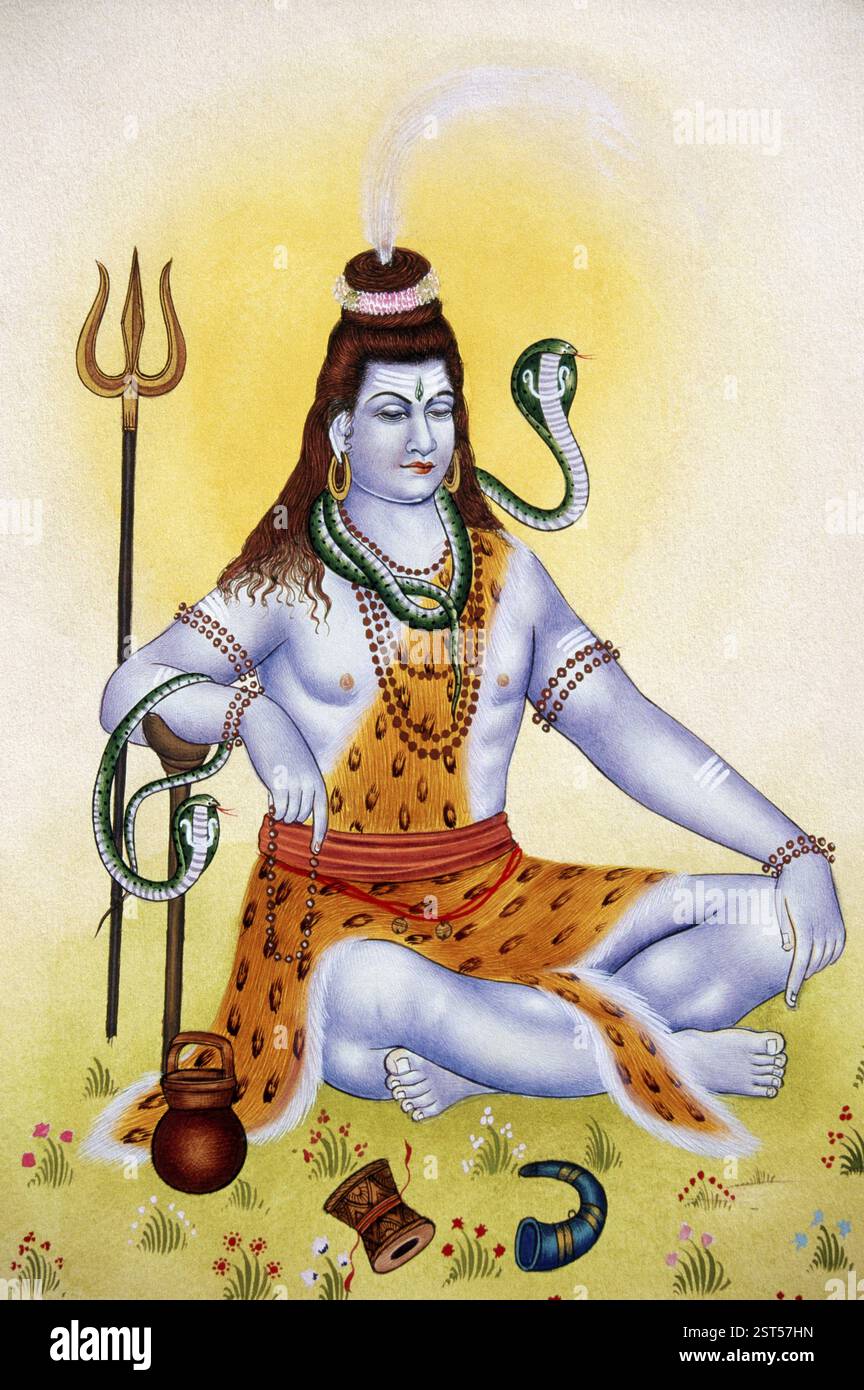 Lord Shiva Shanker Miniature Painting on Paper Stock Photo - Alamy