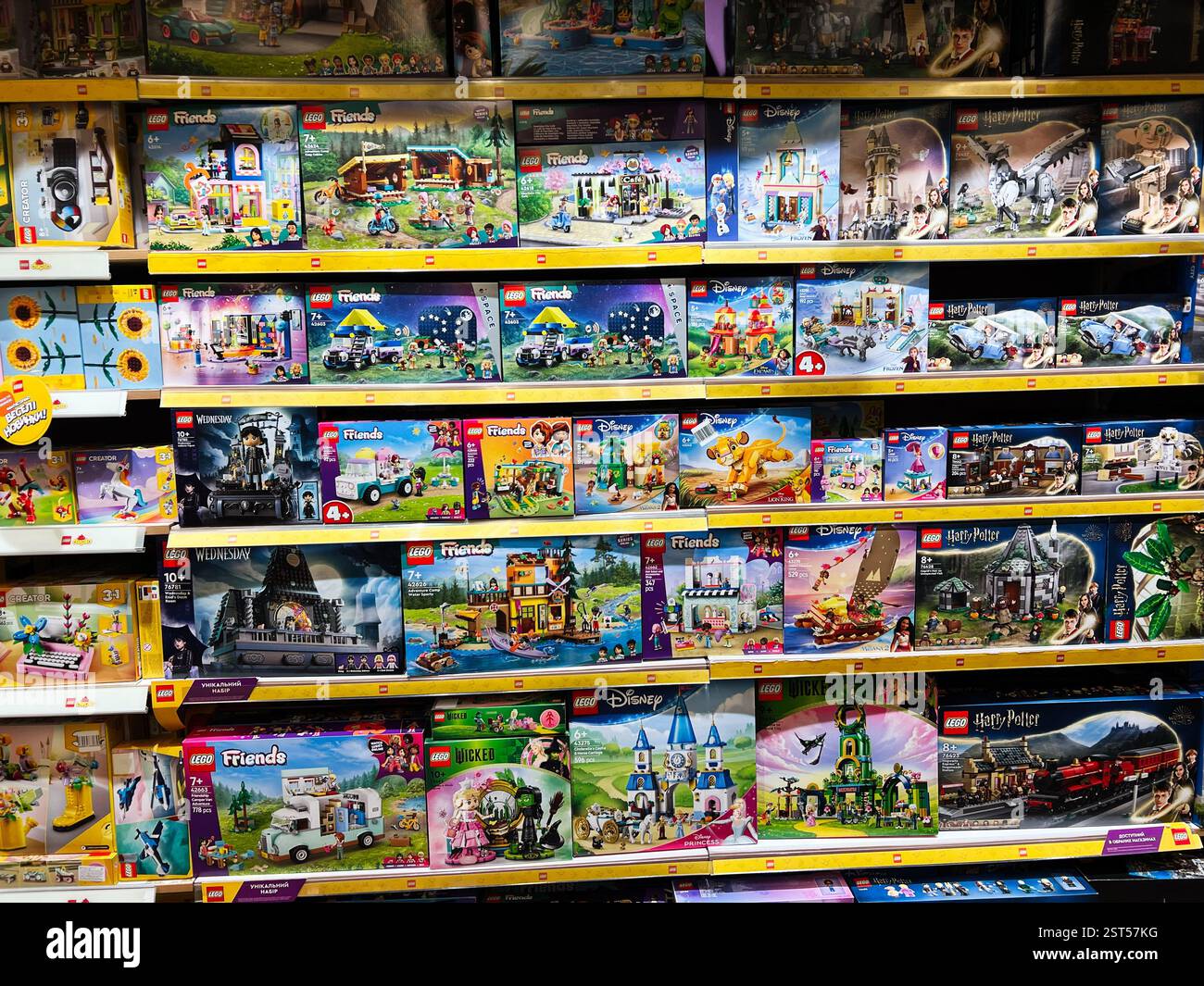 Lviv, Ukraine - February 16, 2025: Collection of Lego box sets arranged ...