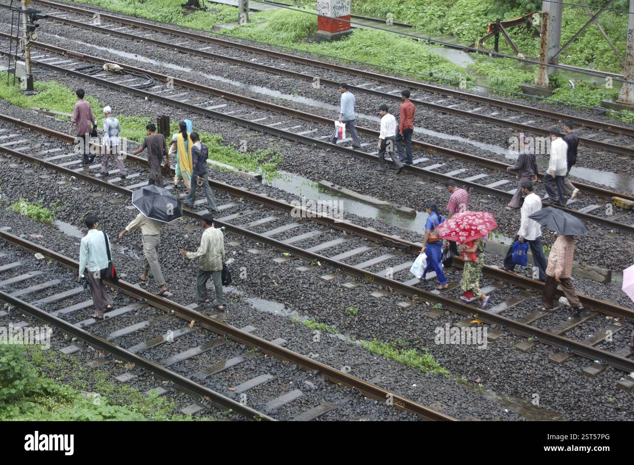 Showing people walking on railway tracks - No trains, Monsoon, world ...