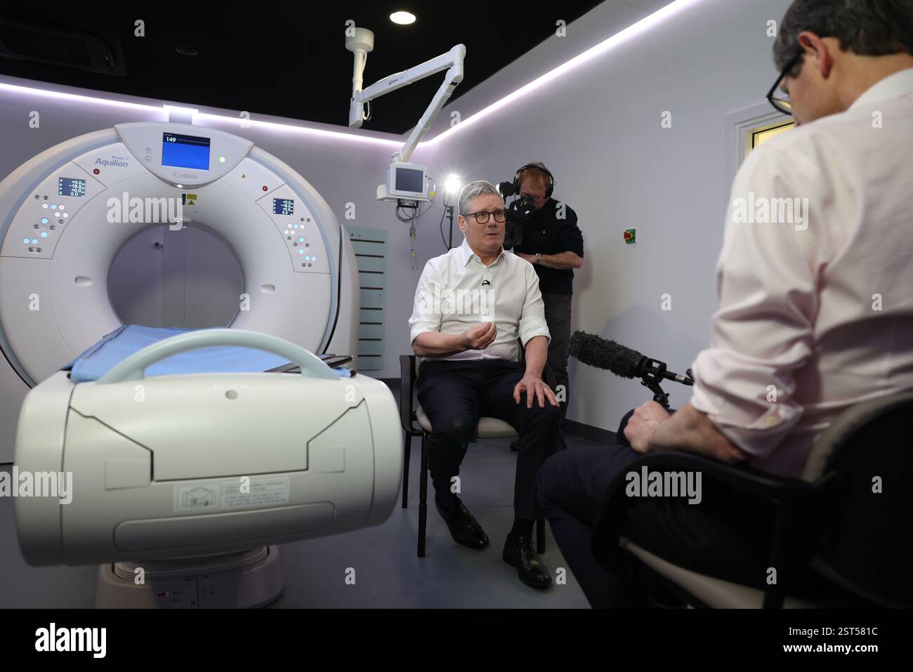 Prime Minister Sir Keir Starmer gives an interview beside a CT ...