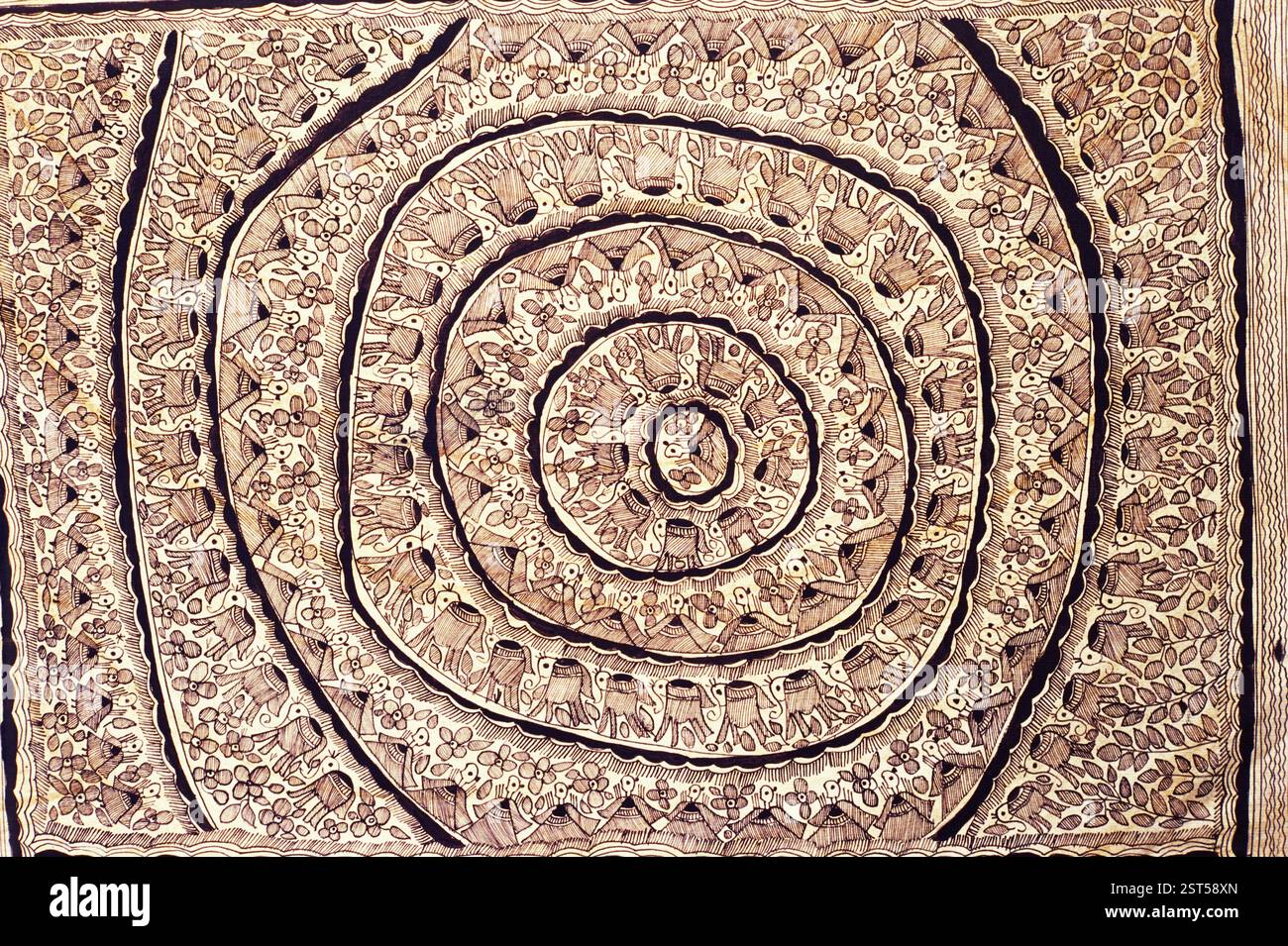 Madhubani style godna painting, Tatu Ras, Uttar Pradesh, India, Asia ...