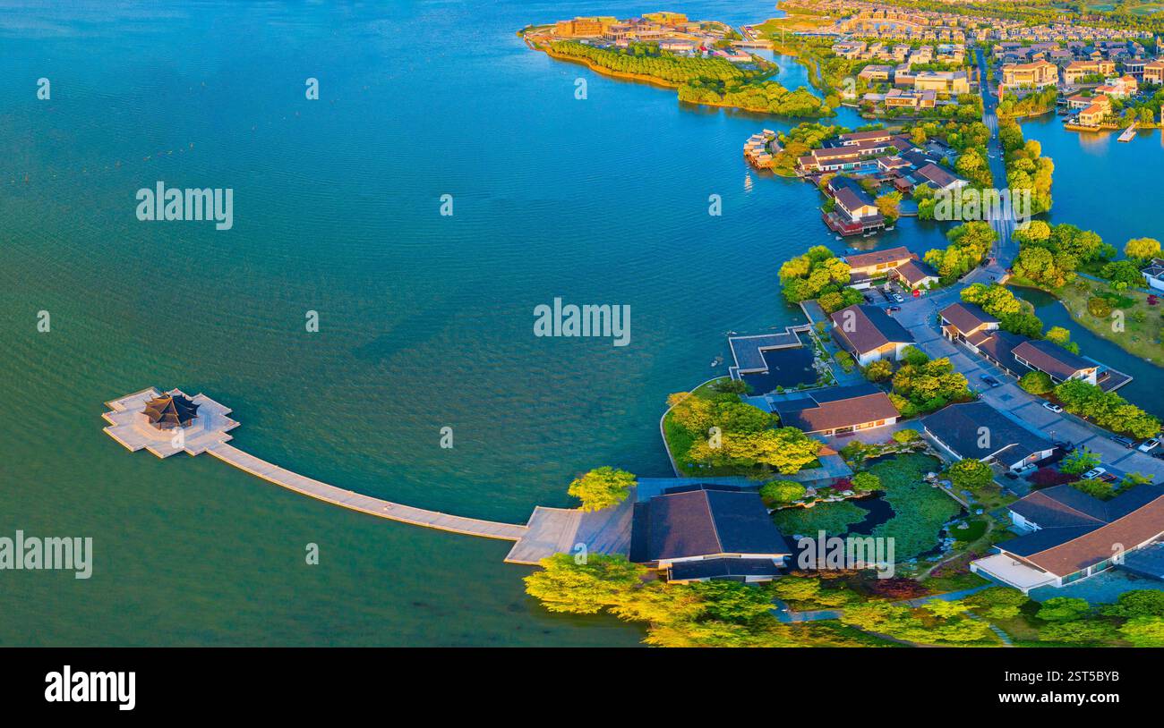 Aerial Scenery of Li Gongdi in Jinji Lake Scenic Area, Suzhou City ...