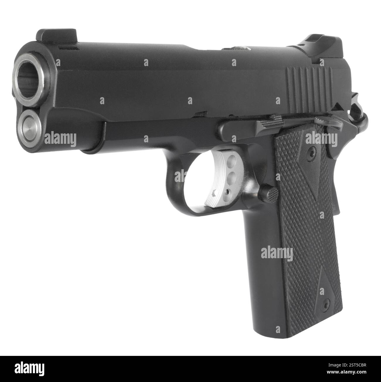 Semi-auto handgun isolated and angled toward the viewer Stock Photo - Alamy