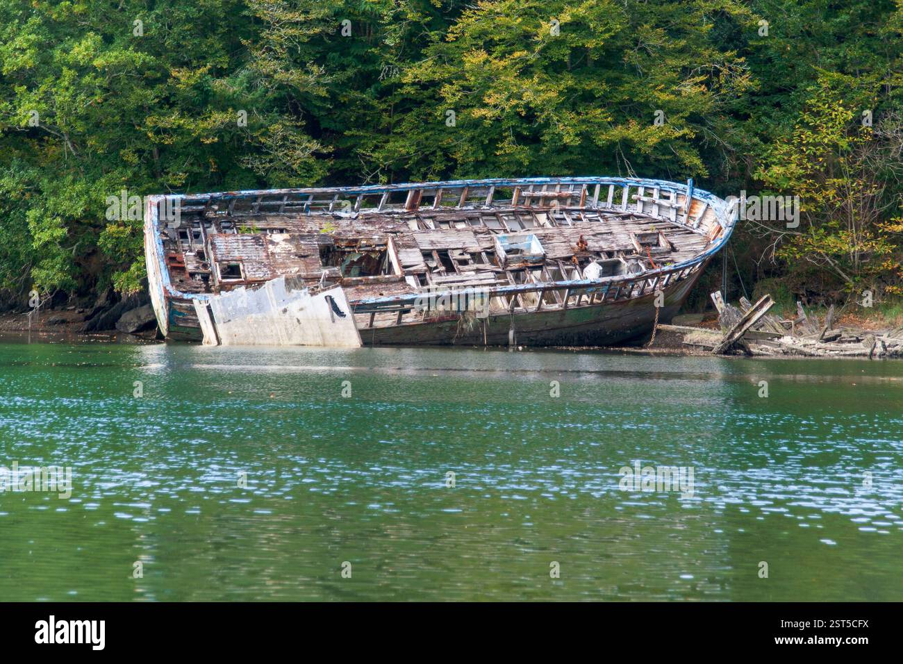 A boat wreck in Brittany, France Stock Photo - Alamy
