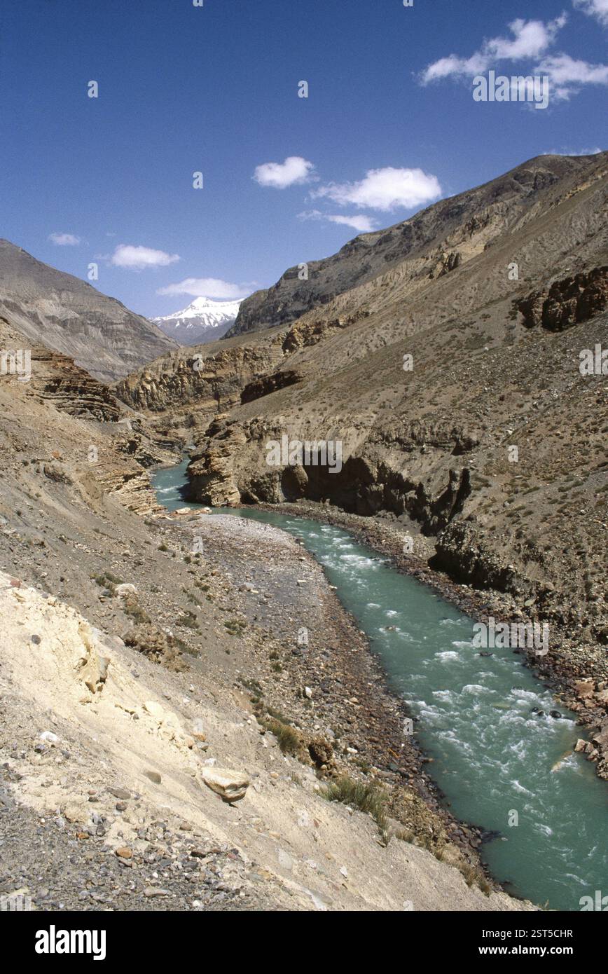 Valley and river flowing, Lahul, spiti, himachal pradesh, india Stock ...