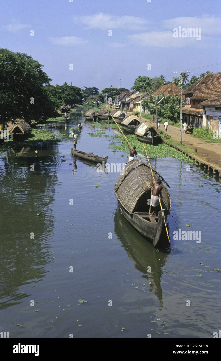 Transport through pagoda boat in backwater, alleppey, kerala, india ...