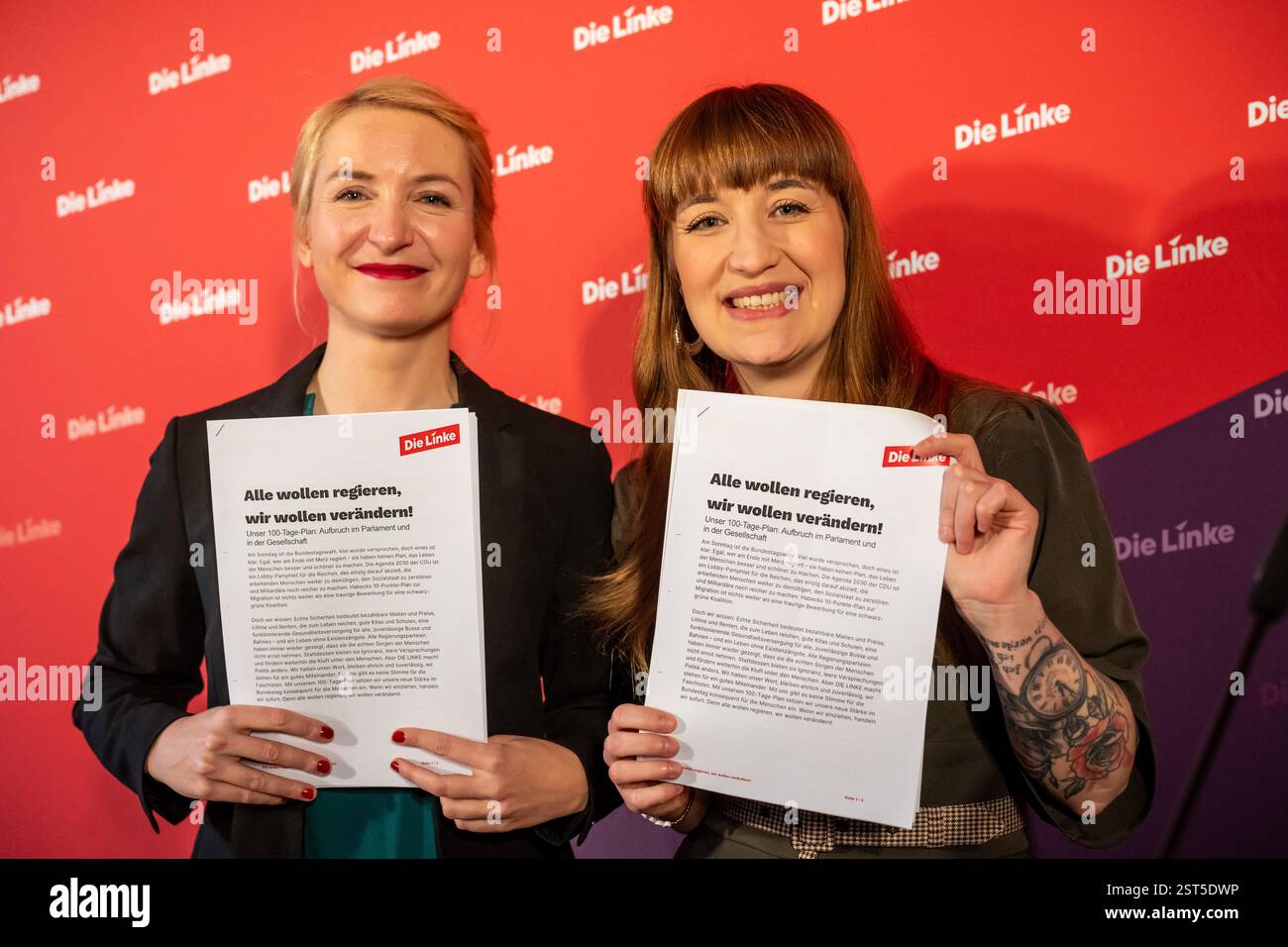 17 February 2025, Berlin: Ines Schwerdtner, Chairwoman of "Die Linke ...