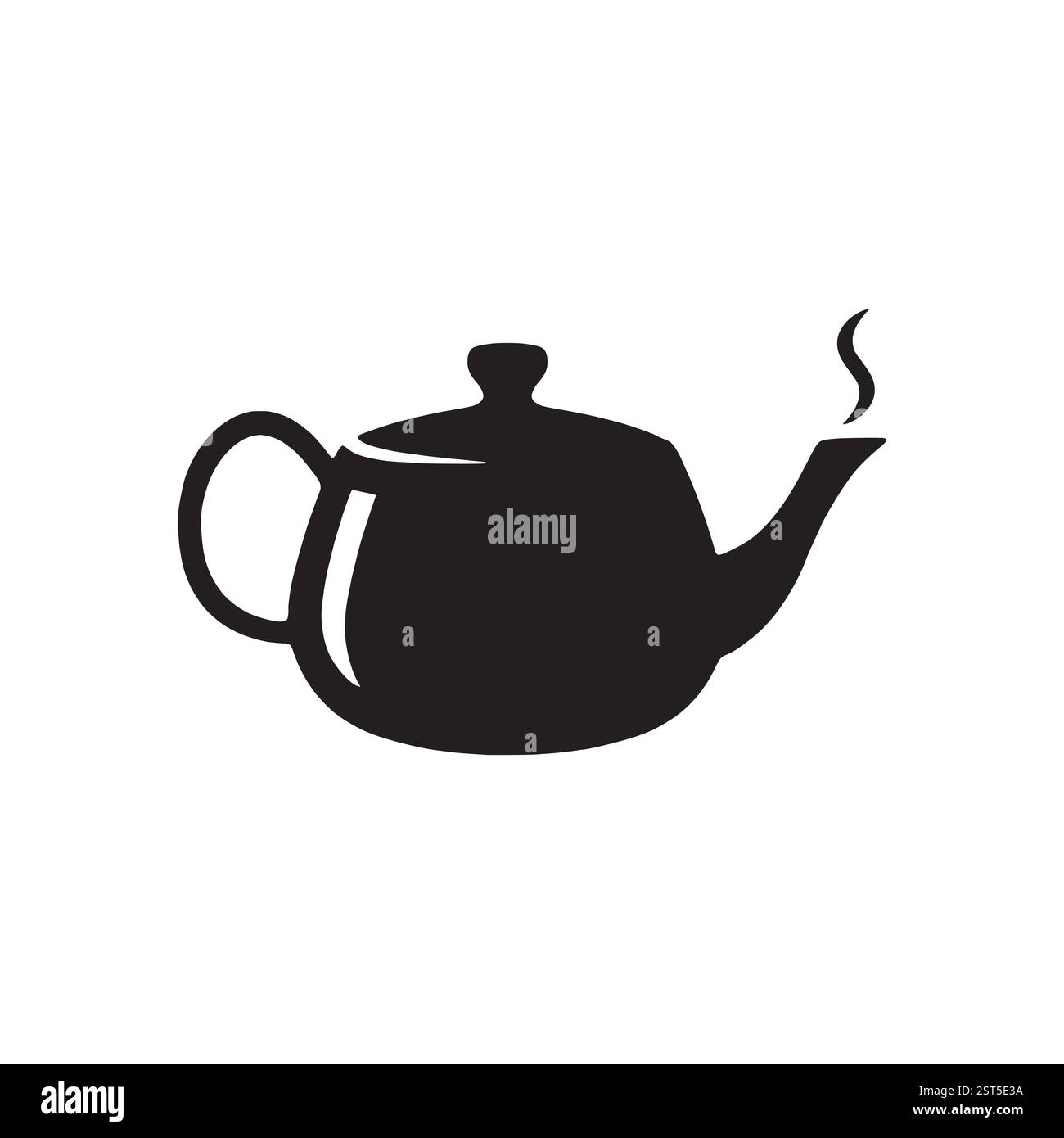 Tea pot with steam logo design concept. Vintage tea pot silhouette ...