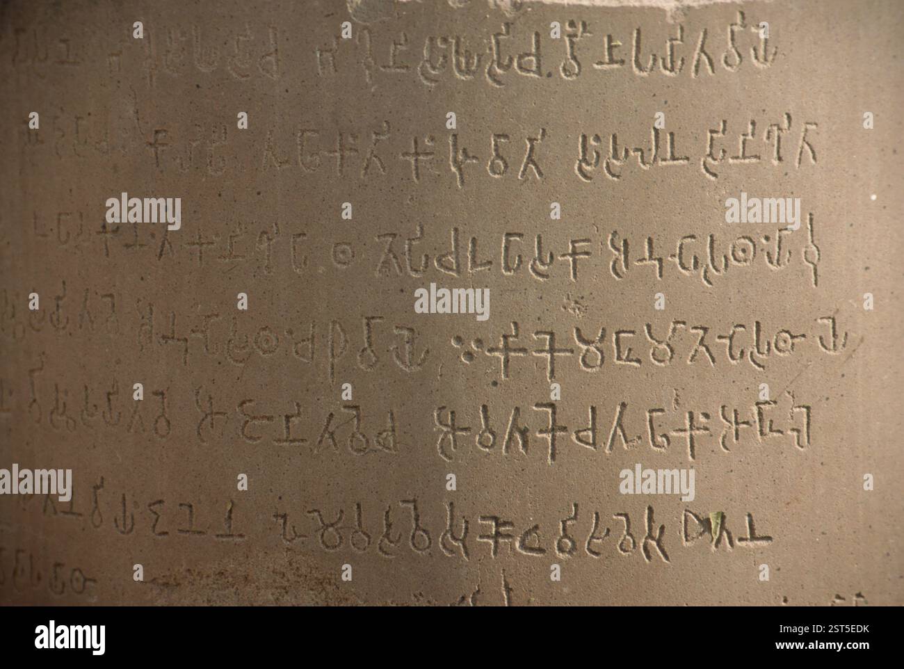 Brahmi script on ashokan pillar at sarnath, varanasi, uttar pradesh ...