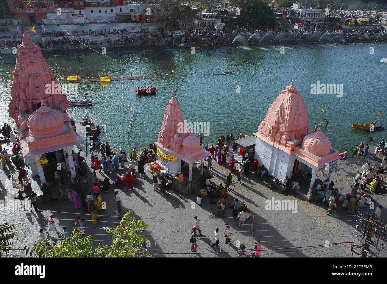Three Indian hindu temples on banks of river Shipra river, Ujjain ...