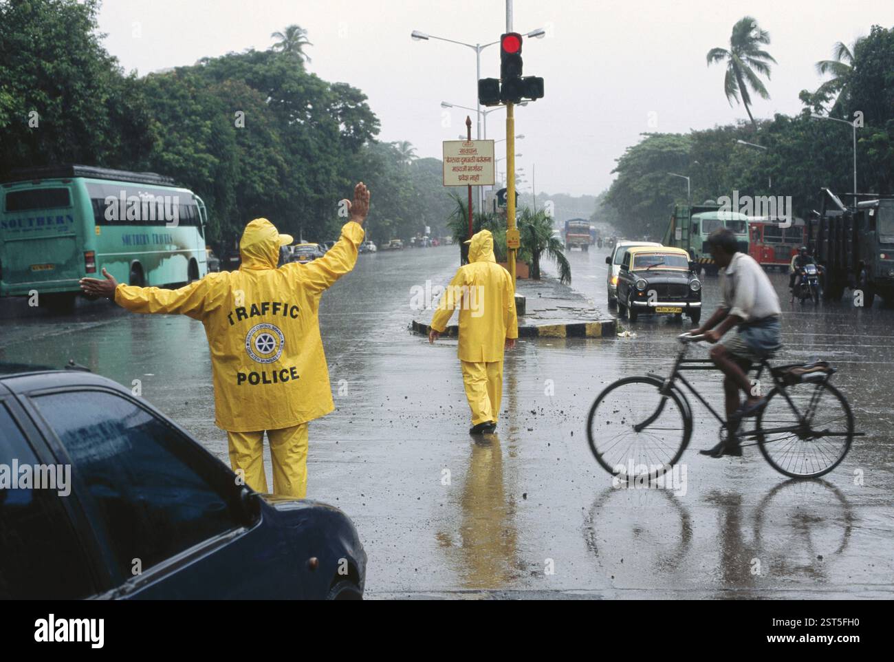 Traffic police controlling traffic on road, bombay mumbai, maharashtra ...