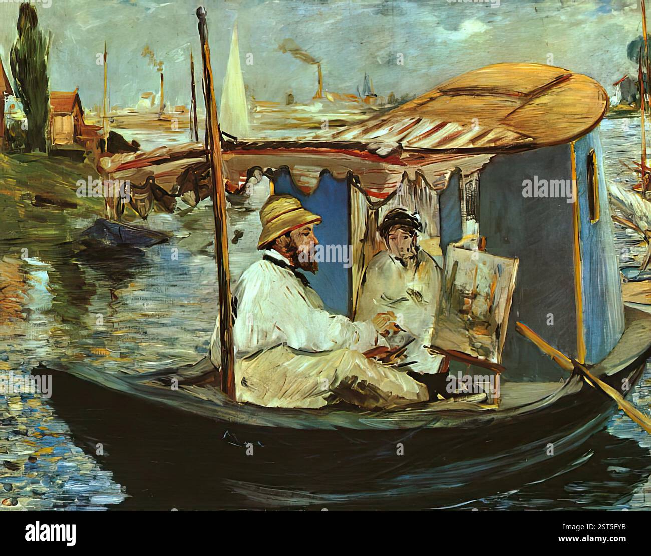 Edouard Manet painting - Claude Monet Working on his Boat in Argenteuil ...