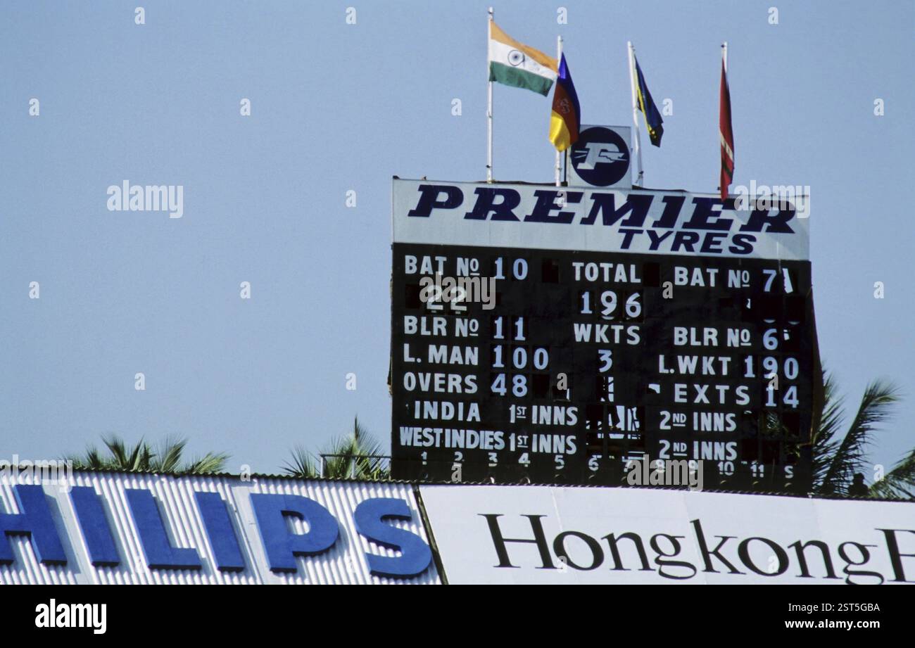 Score Board of Wankhede Stadium in India v/s West Indies cricket match ...