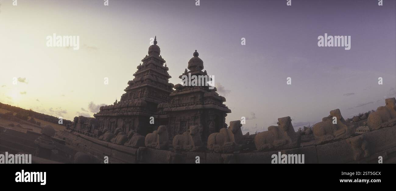 Beach Temple Exterior Of Mahabalipuram Temple, India At Sunset Stock ...
