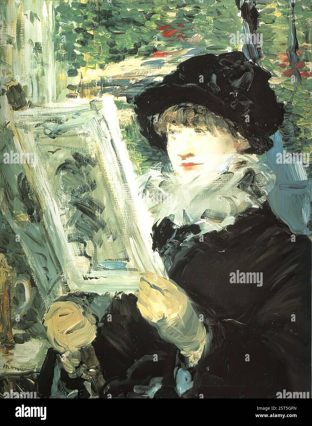Edouard Manet painting - woman reading journal illustrated Stock Photo ...