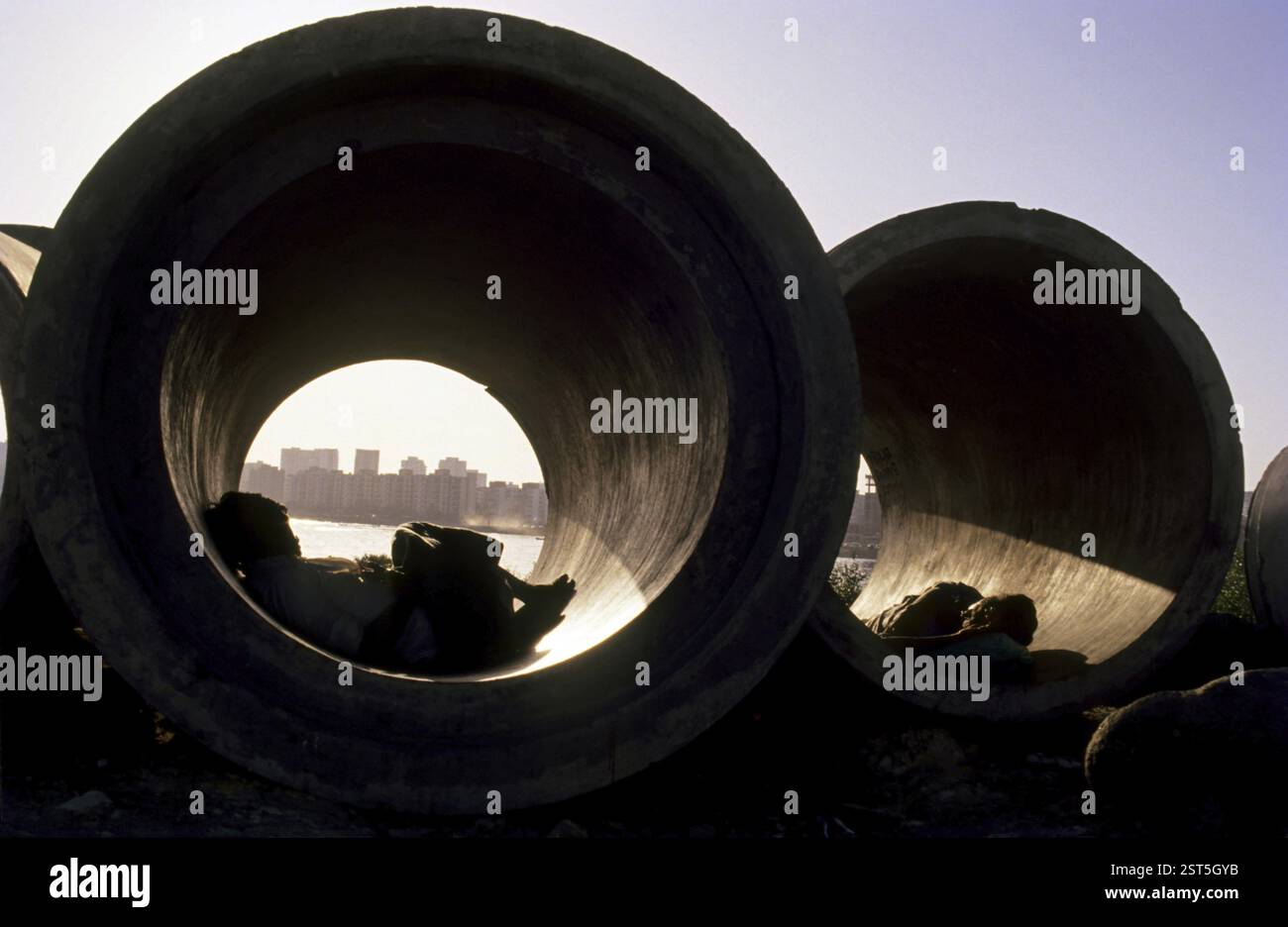 Sleeping In Drainage Pipe Stock Photo - Alamy