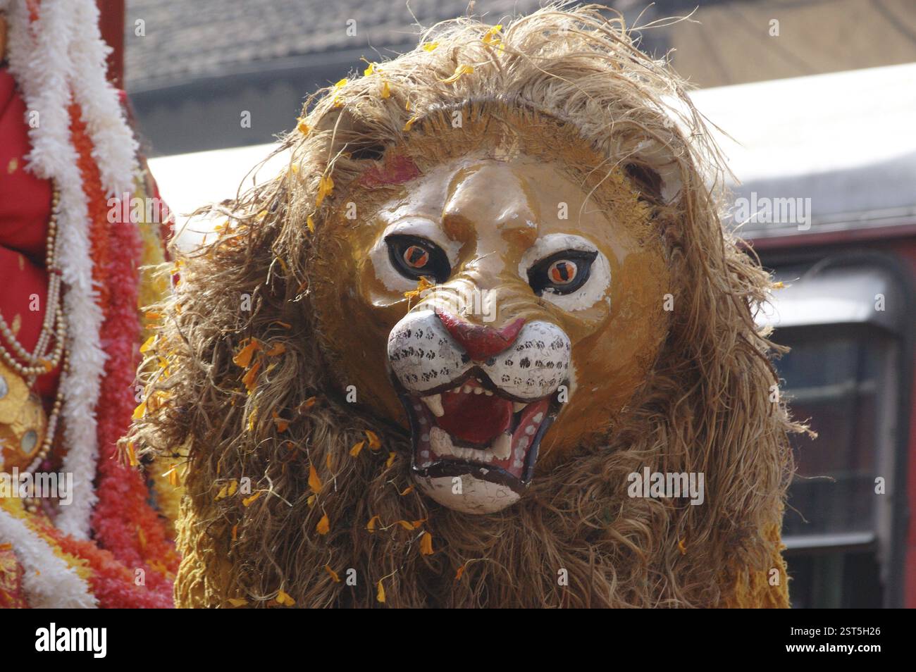 Mask of lion, Animal, in the procession on the eave of Gudhi Padwa ...