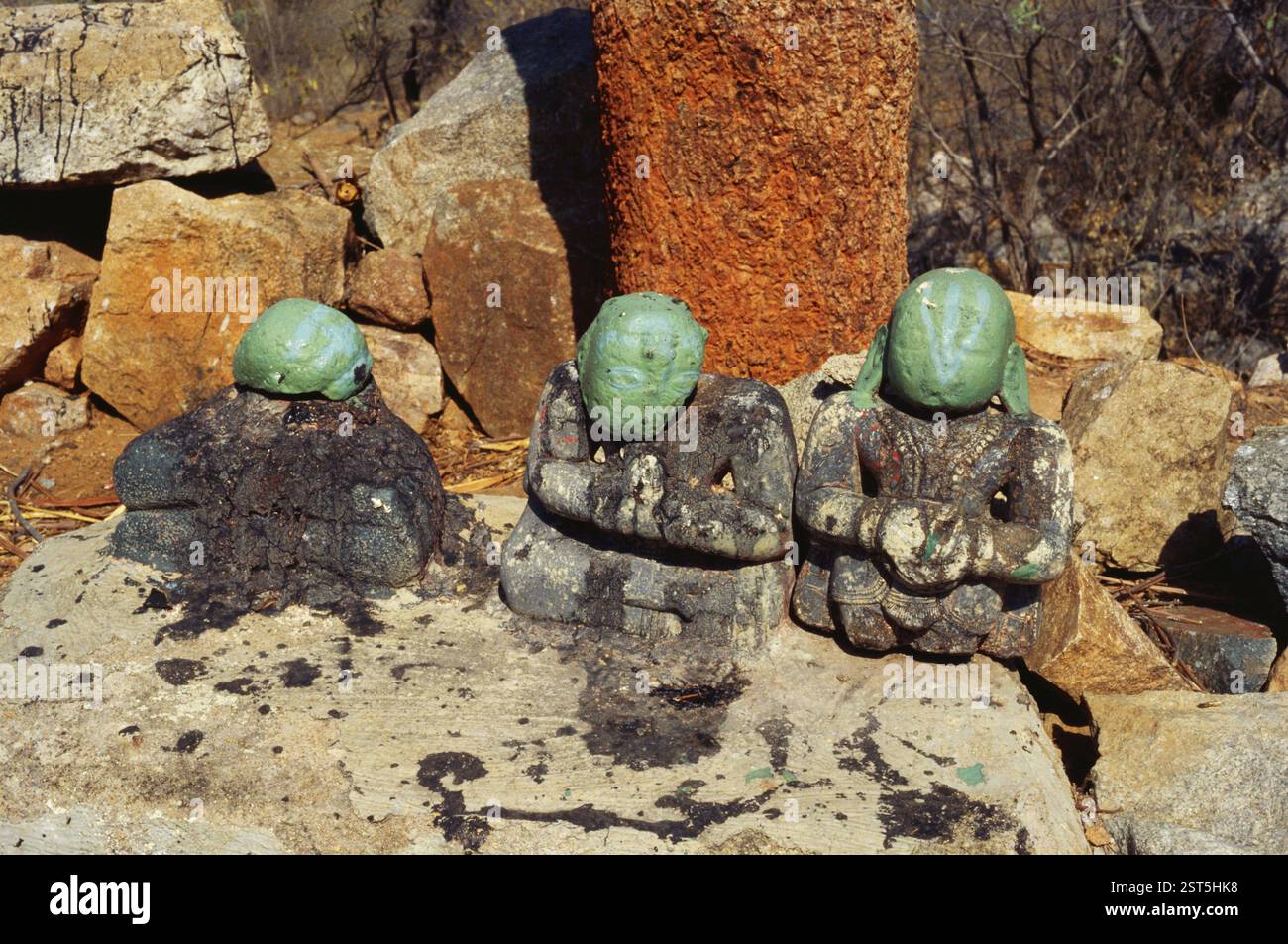 Stone idols, Nagarjuna Sagar, Andhra Pradesh, India, Asia Stock Photo ...