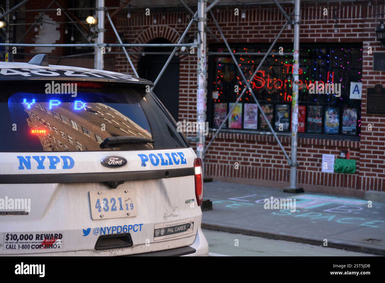 NYPD car parked in front of the Stonewall Inn in New York City Stock ...