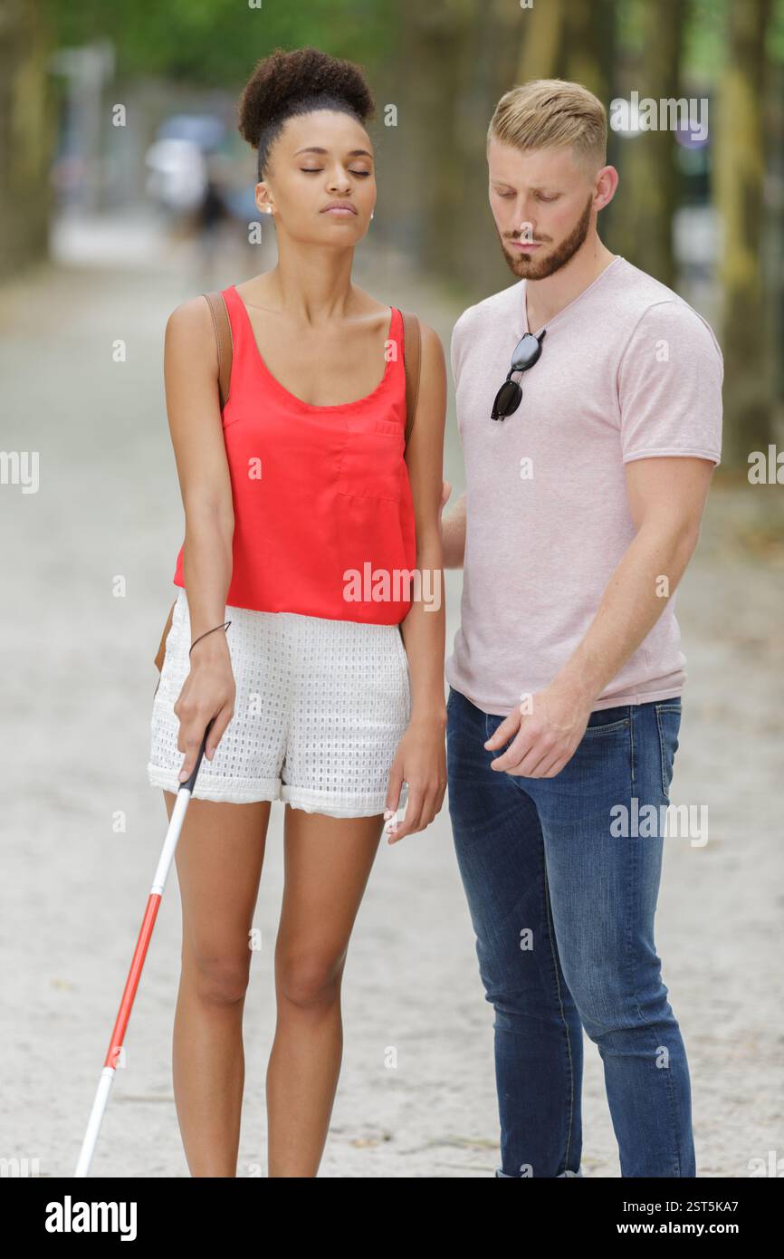 a blind woman with her supportive boyfriend Stock Photo - Alamy