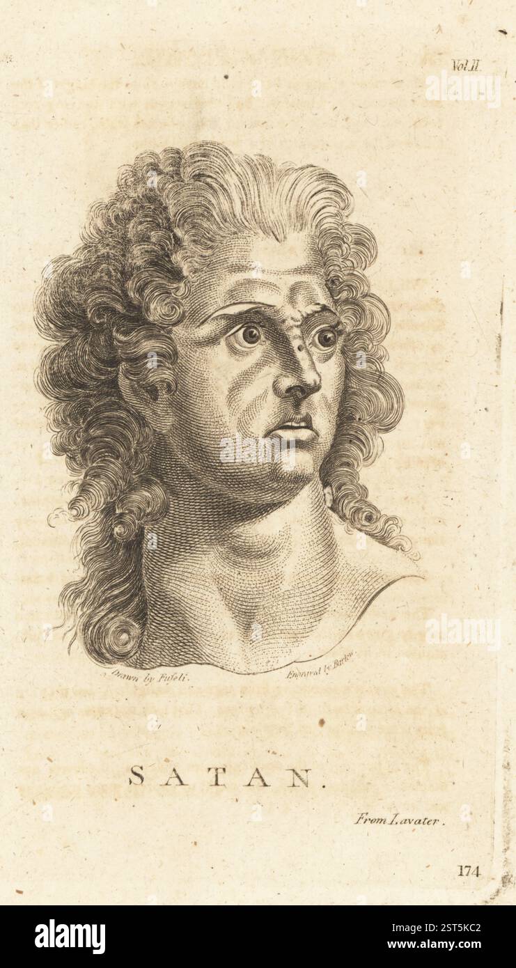 Bust of Satan showing obstinacy and harshness, rage and malignity ...