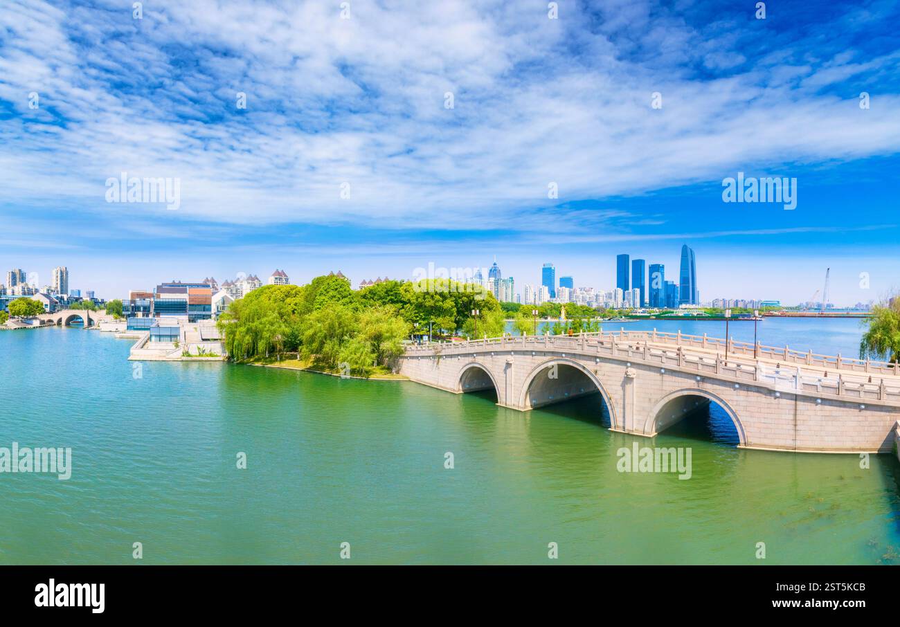 The Bridge in Jinji Lake Scenic Area, Suzhou City, Jiangsu Province ...